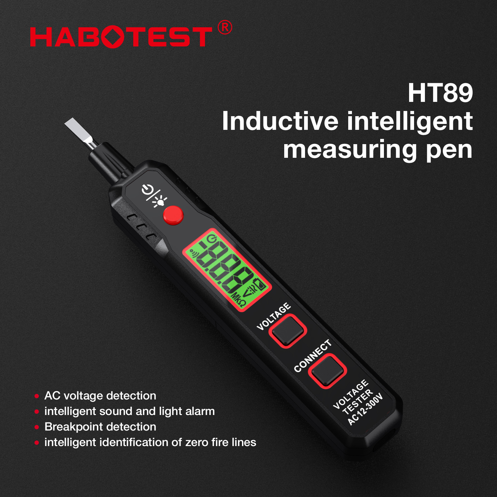 HABOTEST📢HT89 12~300V AC Voltage Detector Electric Test Pen NCV ...
