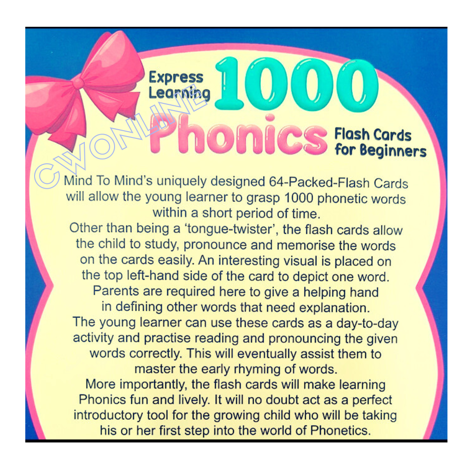 Learning 1000 Phonics Flash Card for Beginners Preschool Kindergarten ...