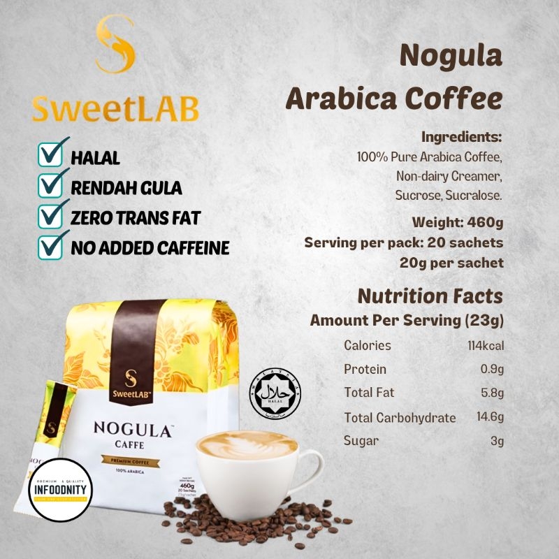 [COMBO] SWEETLAB NOGULA CAFFE Arabica Coffee Low Sugar Kopi Rendah Gula ...
