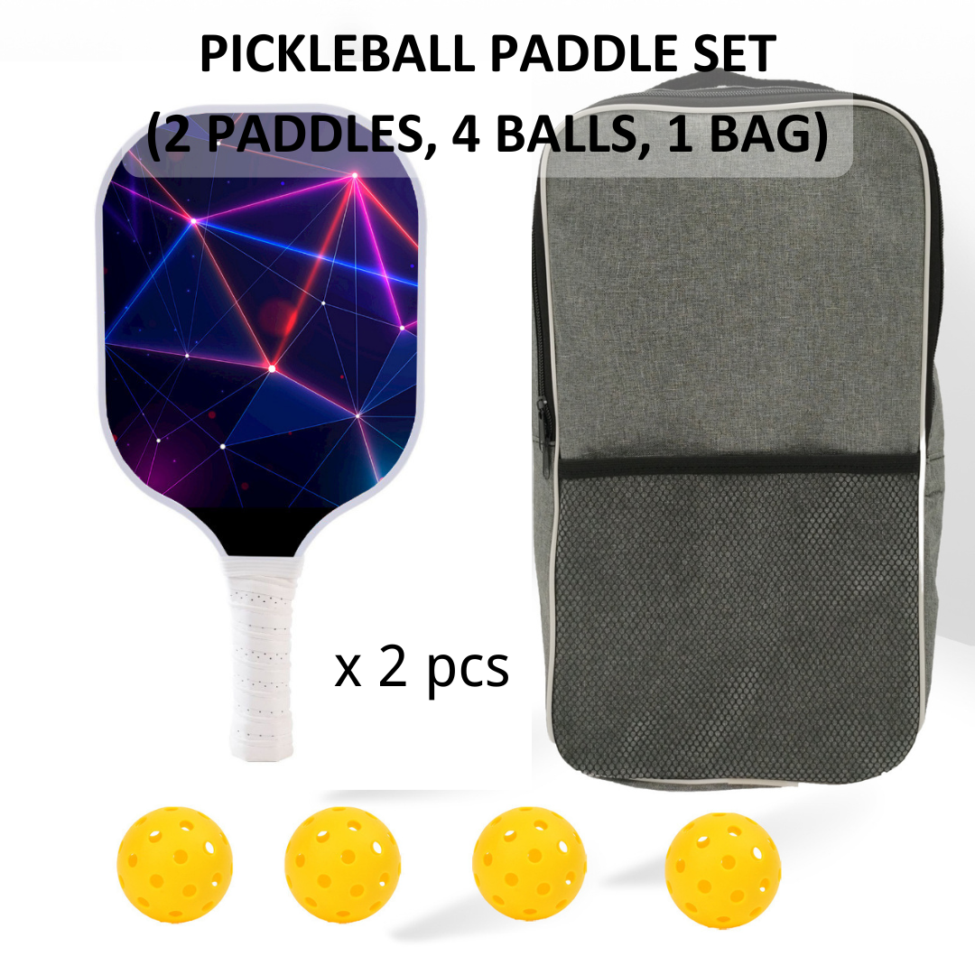 Pickleball Paddles Set (Fiberglass Surface) with Two paddles, 4 balls ...