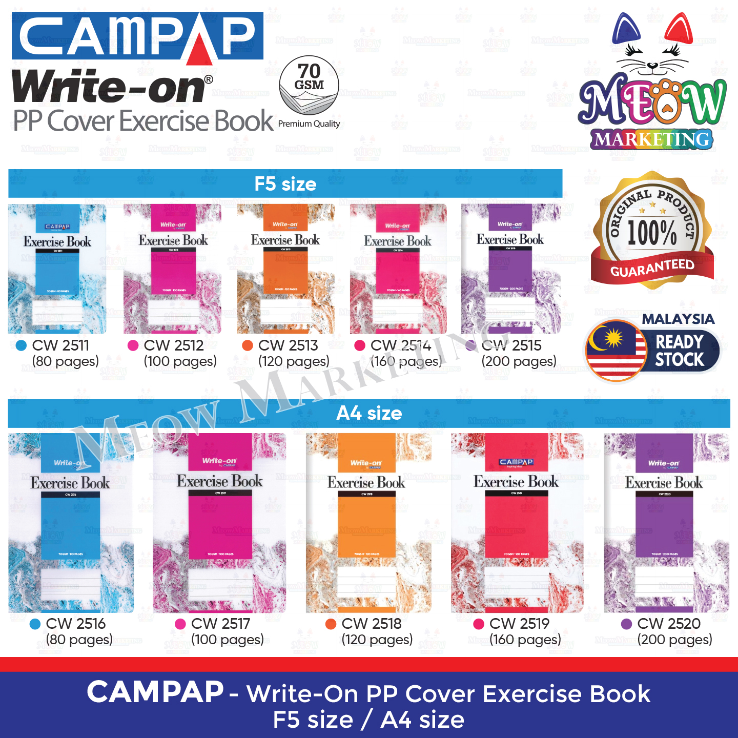 Campap Write On PP Cover F5 / A4 Exercise Book (70gsm) Single Line - 80 ...