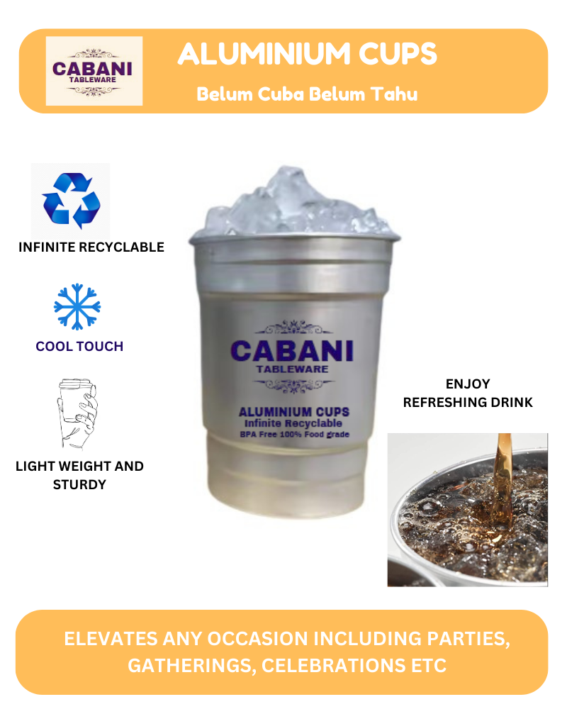 Cabani 350ml Aluminium Cups 12pcs Pack Reusable Party Drinking Cups ...