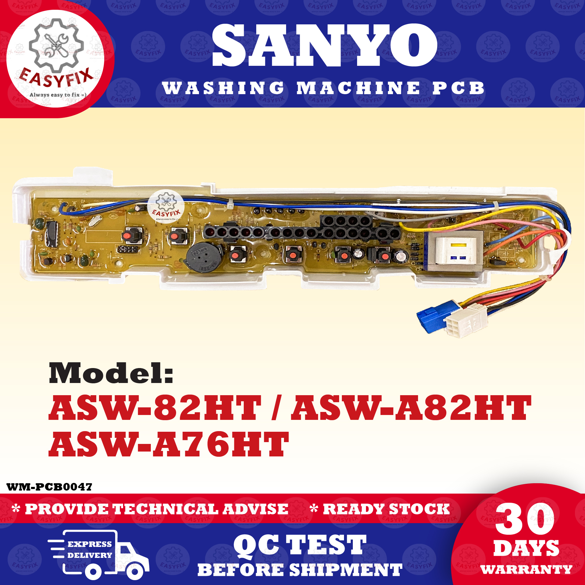 ASW-82HT / ASW-A82HT / ASW-A76HT SANYO WASHING MACHINE PCB BOARD ...