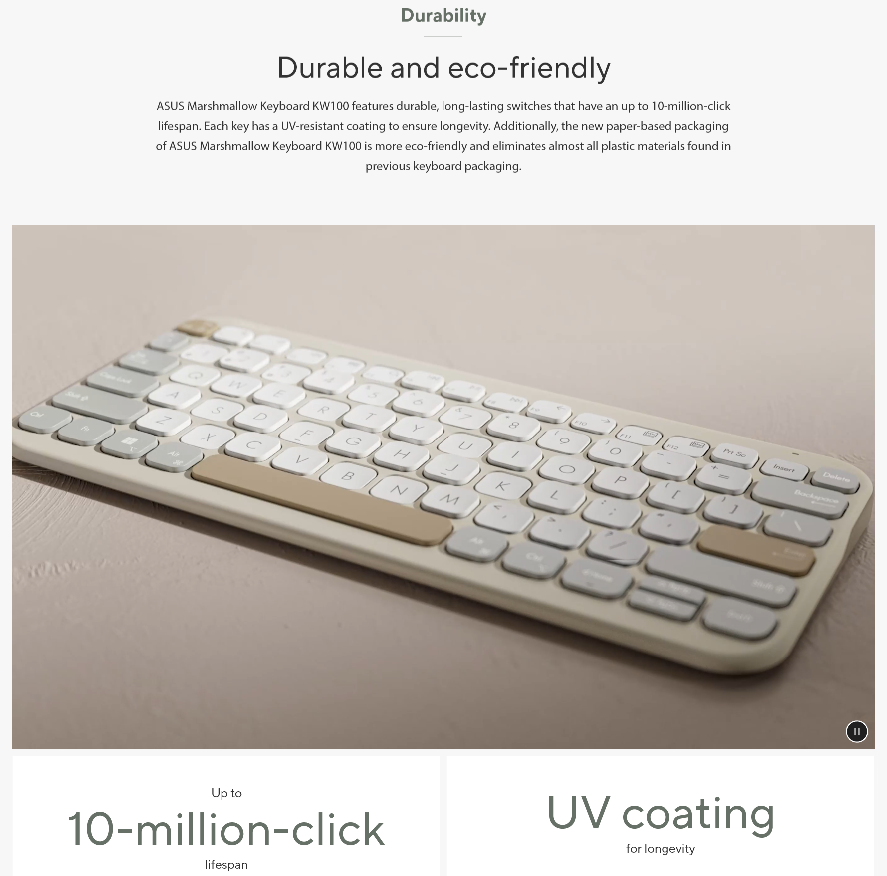 ASUS Marshmallow Keyboard KW100 (compact, ultrathin, bluetooth keyboard ...
