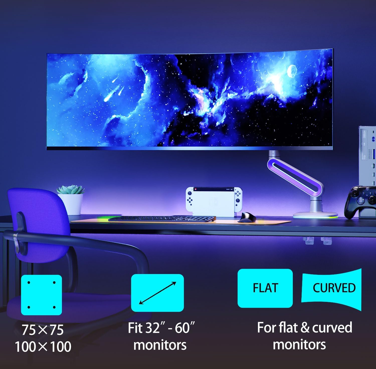 NB North Bayou G70 Gaming Monitor Arm with RGB Light support 22"-60 ...