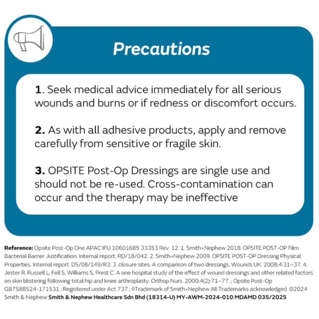 Smith+Nephew Opsite Post-OP Waterproof Dressings 6.5cm x 5cm x 5's ...
