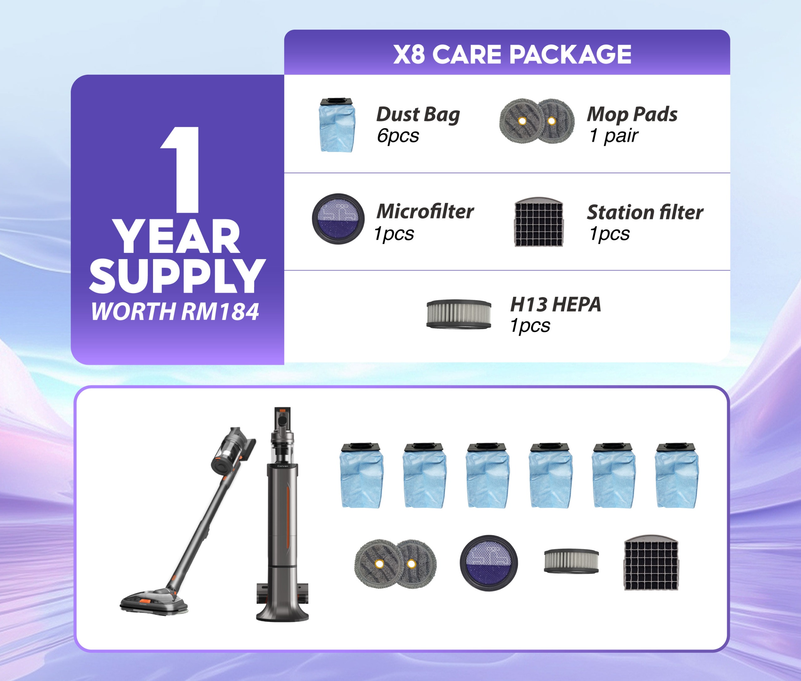 Corvan X8 All-in-1 Cordless Vacuum Cleaner| Steam Mop| UV Anti-Dust ...