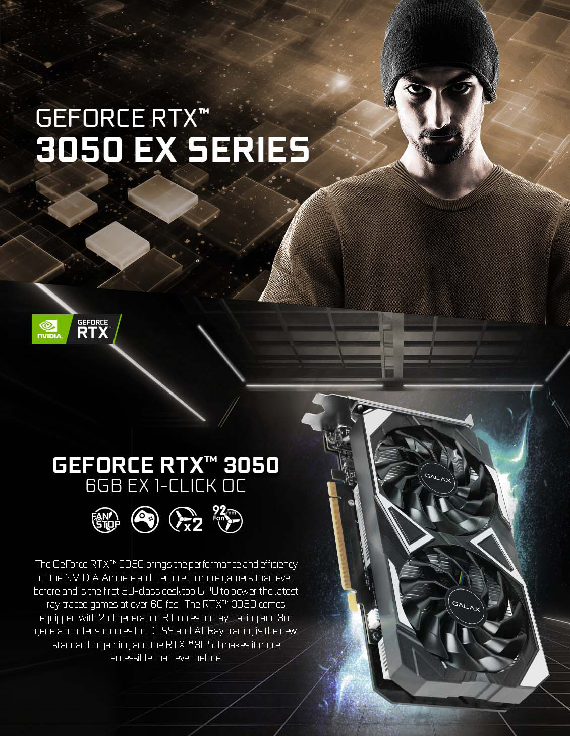 GALAX GeForce RTX 3050 EX 6GB GDDR6 Graphics Card | 35NRLDHP90DV ...