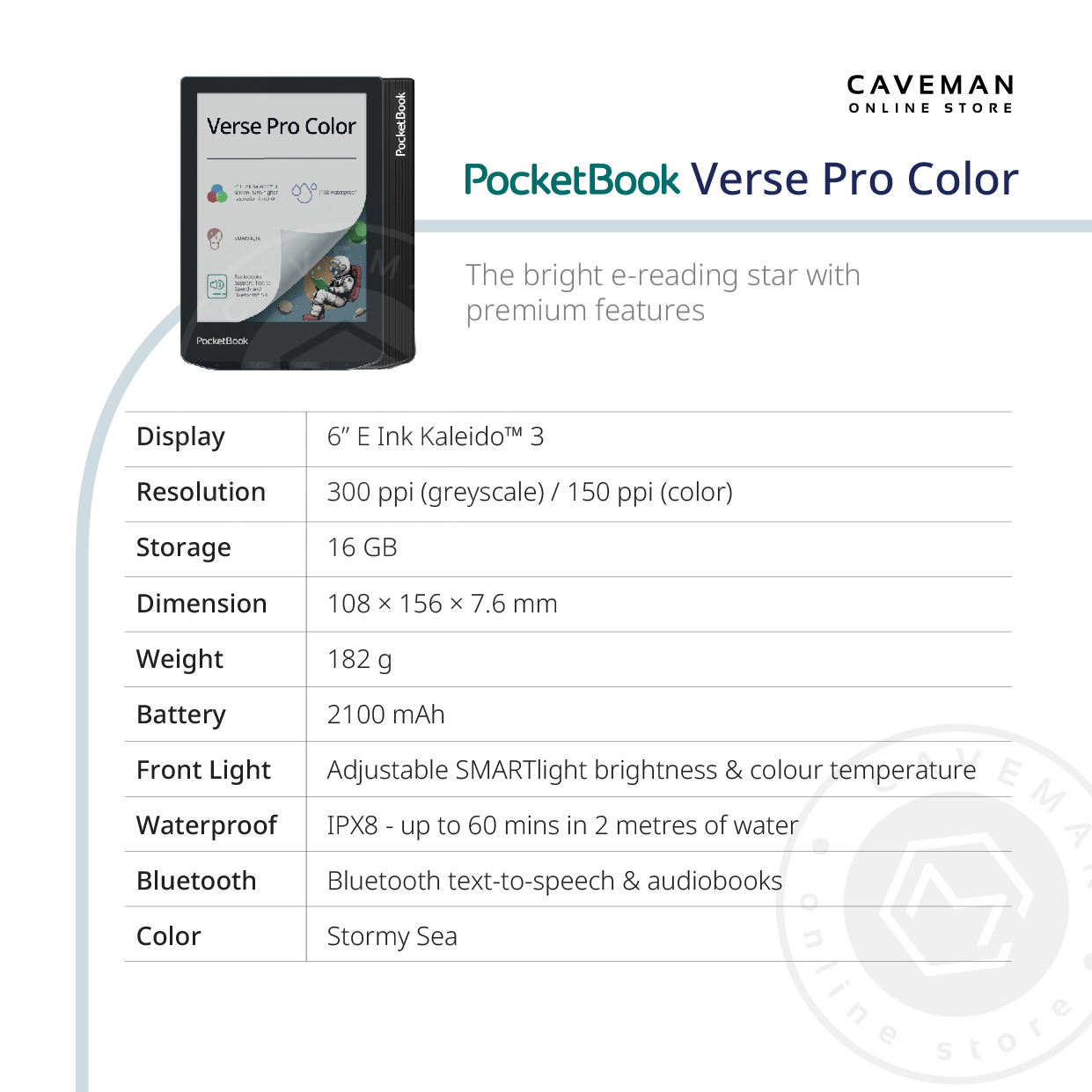 PocketBook Verse Pro Color & BW - 16 GB + 6 Inch Display eReader ...