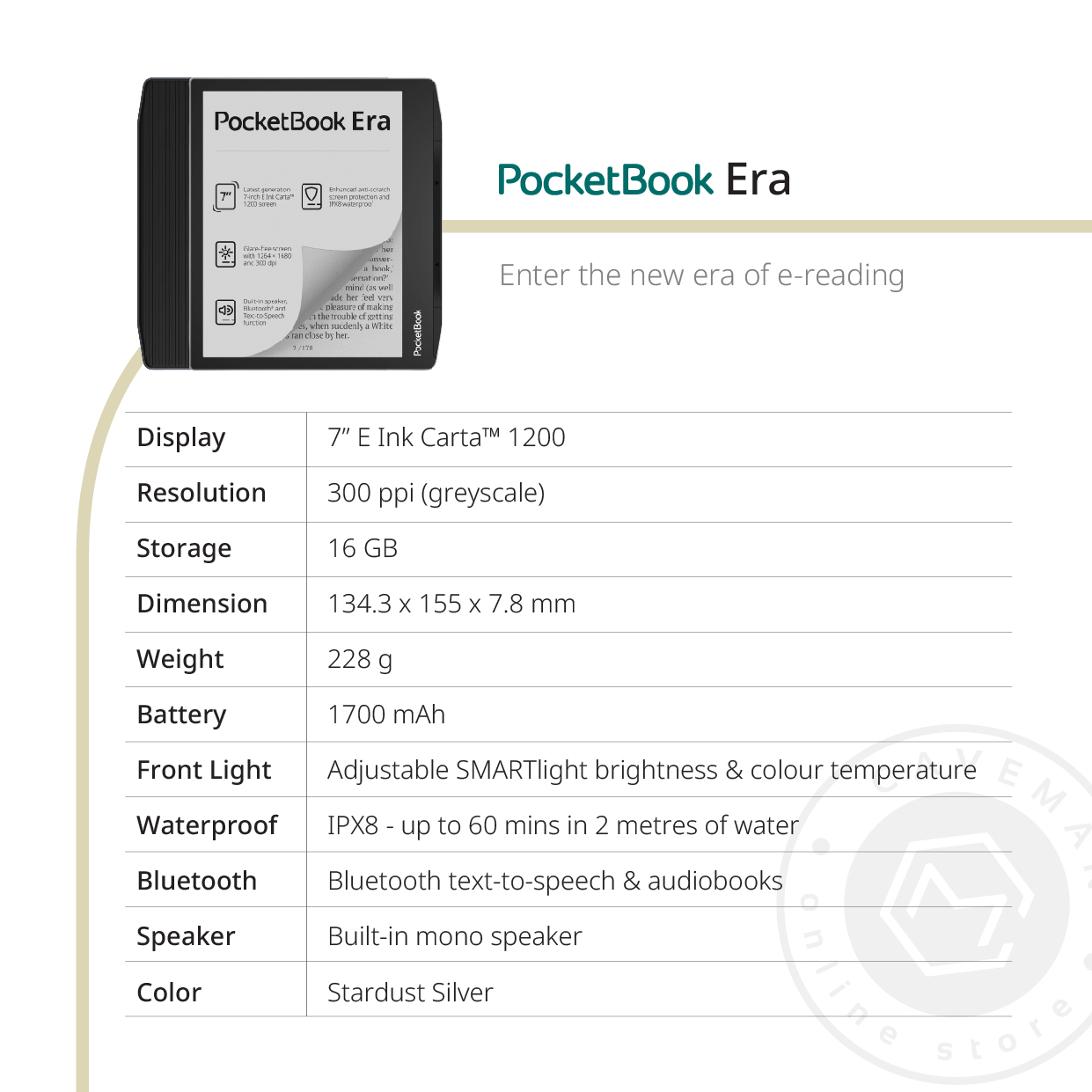 PocketBook Era BW & Color - 16 / 32 GB + 7 Inch Display eReader ...
