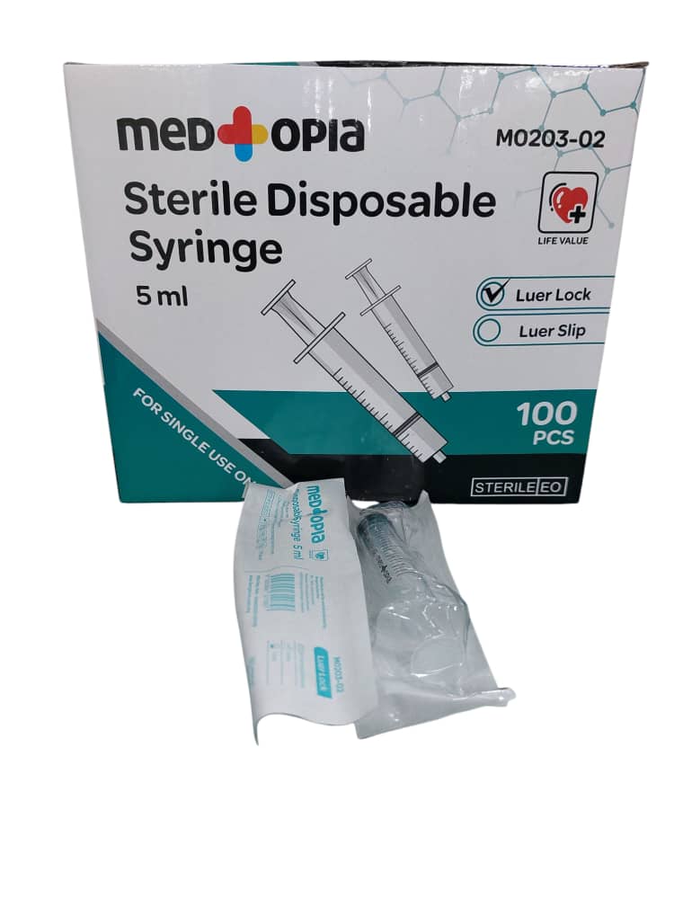 Medtopia Sterile Disposable Syringes Luer Lock 3ML/5ML(100PCS/BOX ...