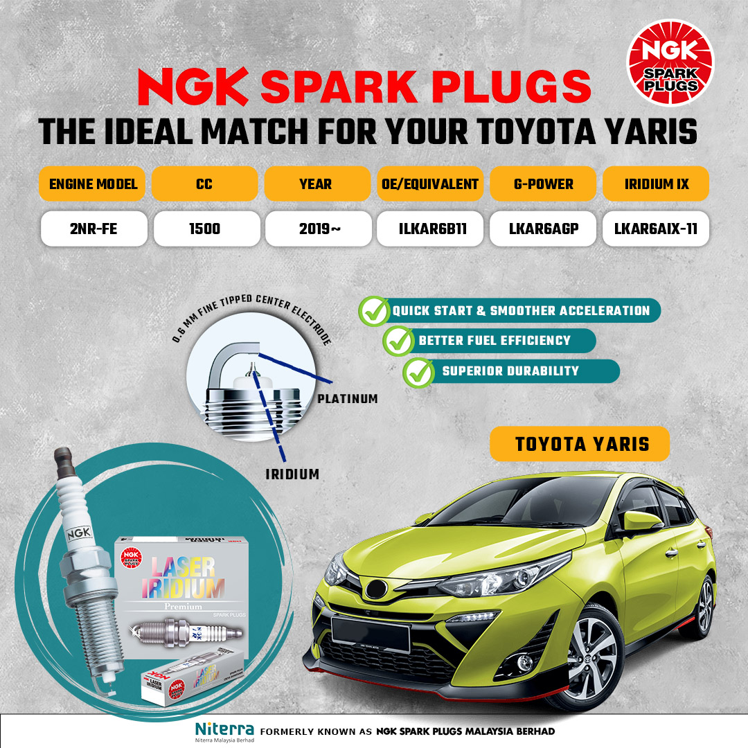 ILKAR6B11 (4 pcs) NGK Laser Iridium For Perodua Myvi Gen 3/Bezza 1.3 ...