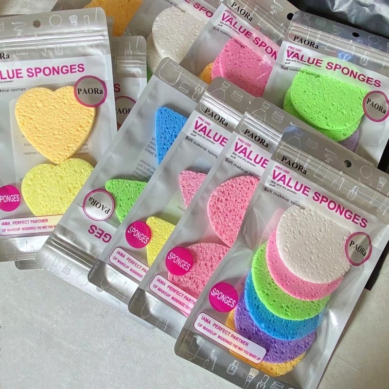 6pcs Wood Puff Cleansing Sponge Washing Face Sponge Wet Sponge Facial ...
