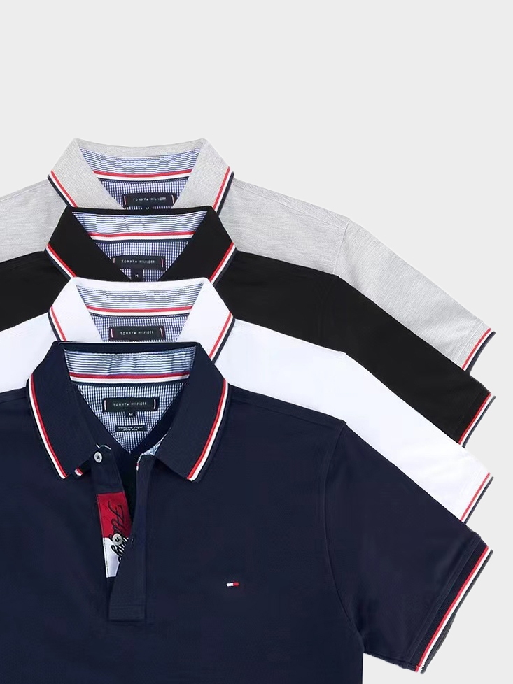 Tommy Hilfiger 100% original casual solid color polo shirt pure cotton ...