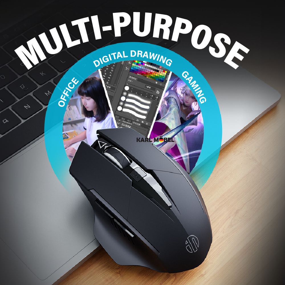 Wireless Mouse Rechargeable Inphic M6P 2.4G 500mAh Battery Indicator ...