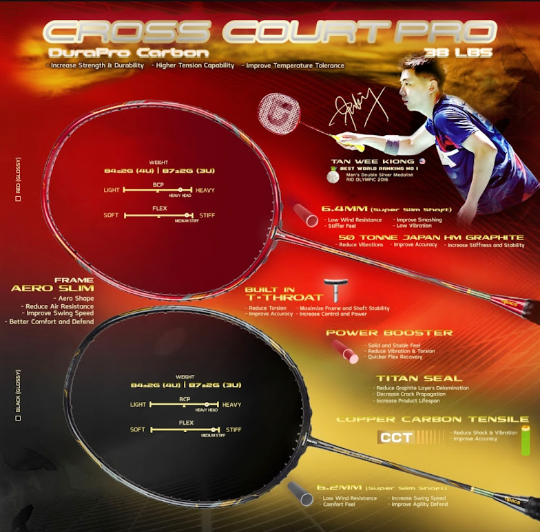 APACS PRO Racket CROSS COUNT ( 100% Original ) FOC String/Grip/Bag ...