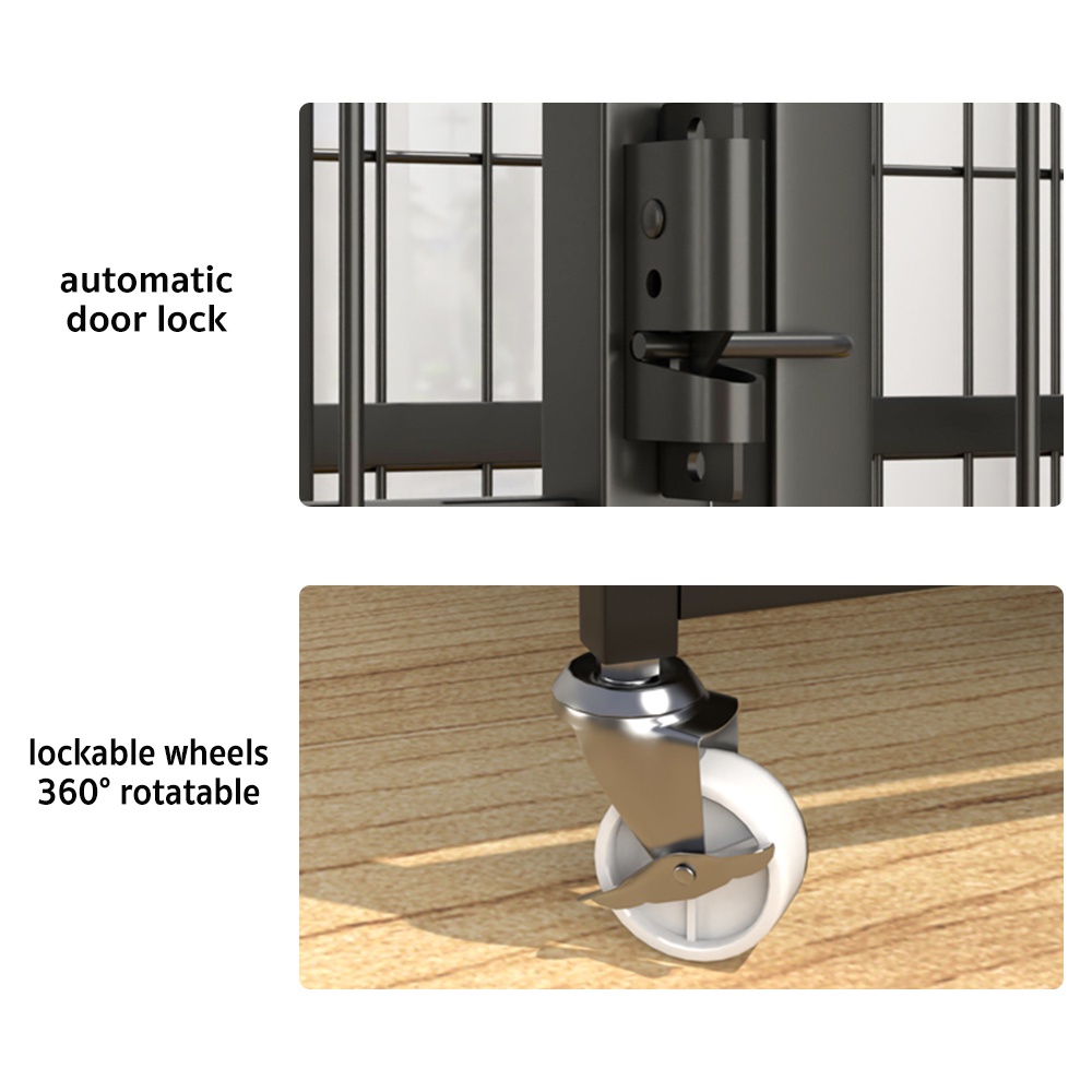 Dog Cage with Tray Large Cage Free Space Mortise Lock Design With Tray ...