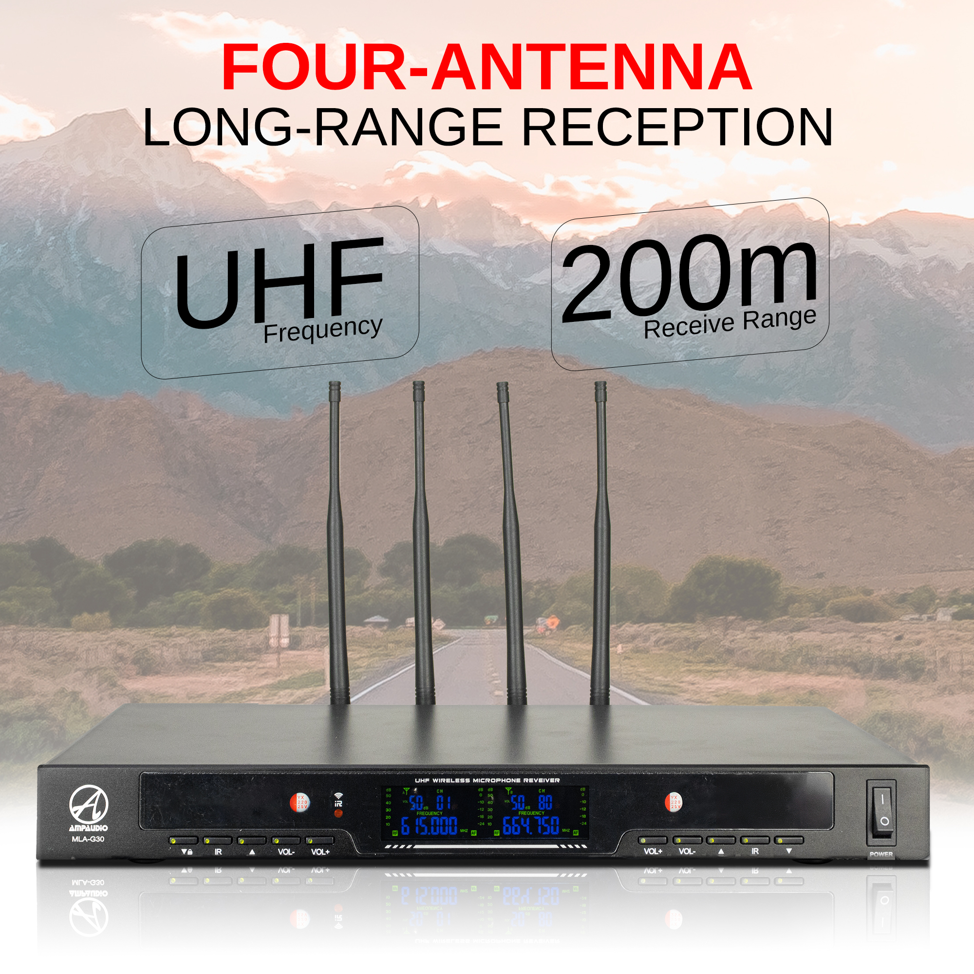 AmpAudio UHF Wireless Microphone Professional Universal UHF Wireless ...