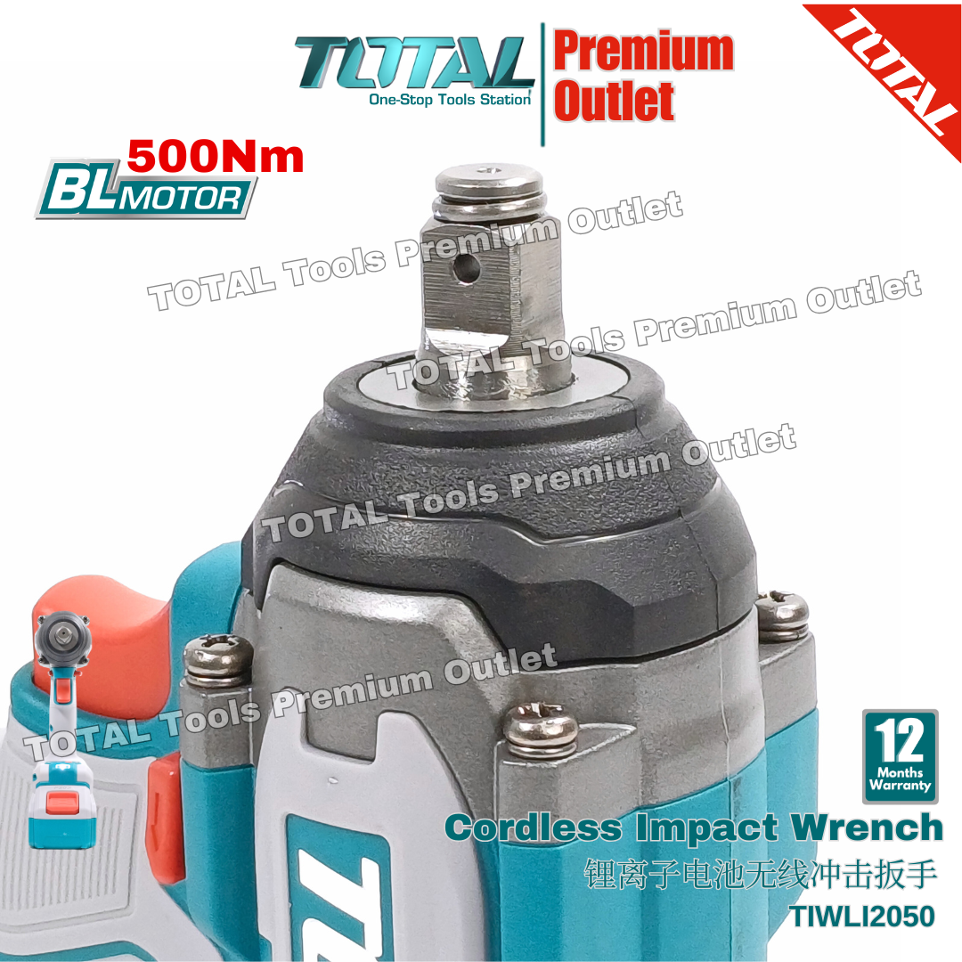 TOTAL Tools 20V series 500Nm Cordless Impact Wrench BL motor+FREE HAND ...