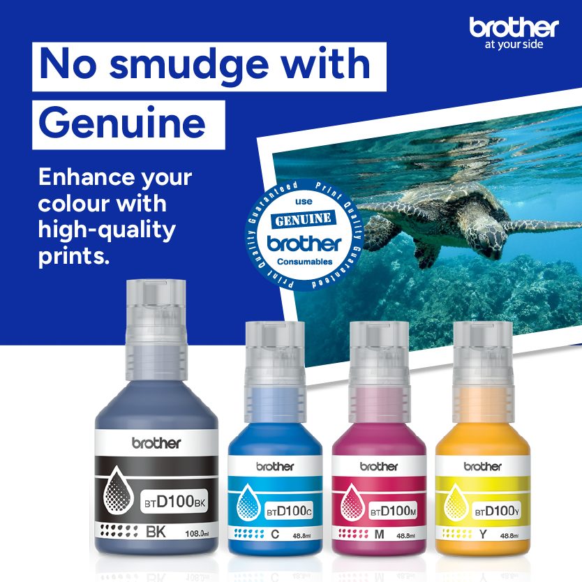 Brother Original Genuine Dye Ink BTD100 Refill Ink Bottles For T230 ...