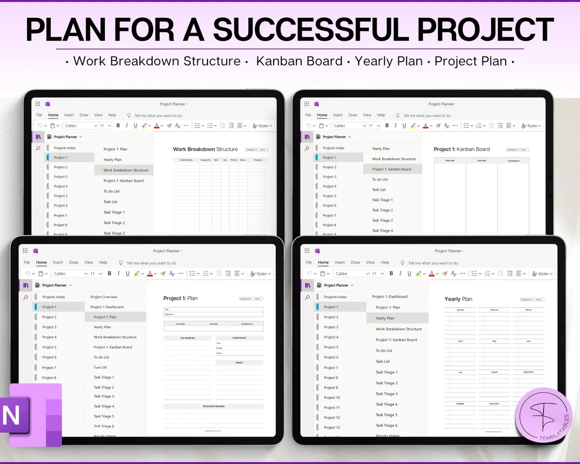 OneNote Project Planner Project Tracker Project Management Digital ...