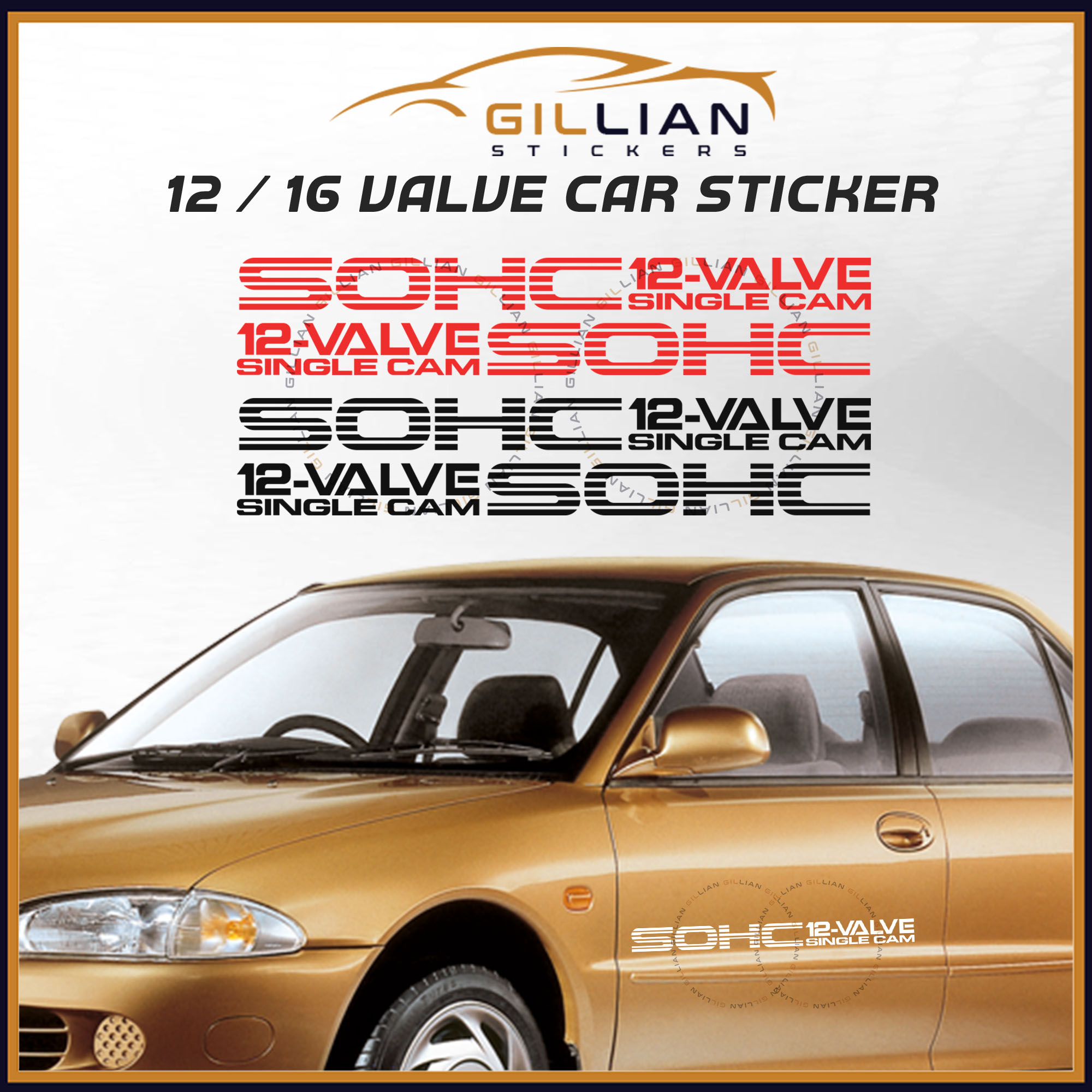 Car Sticker SOHC 12/16 Valve Single Cam for Wira Saga Colourful ...