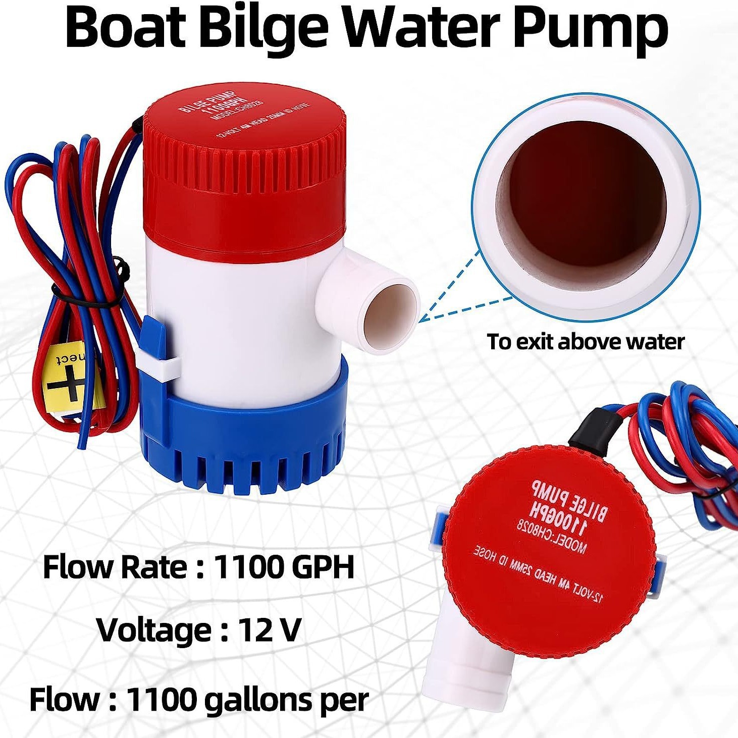 DIY MAX 1100Gph 12V 24V 25mm DC Water Pump Non-Automatic Marine ...