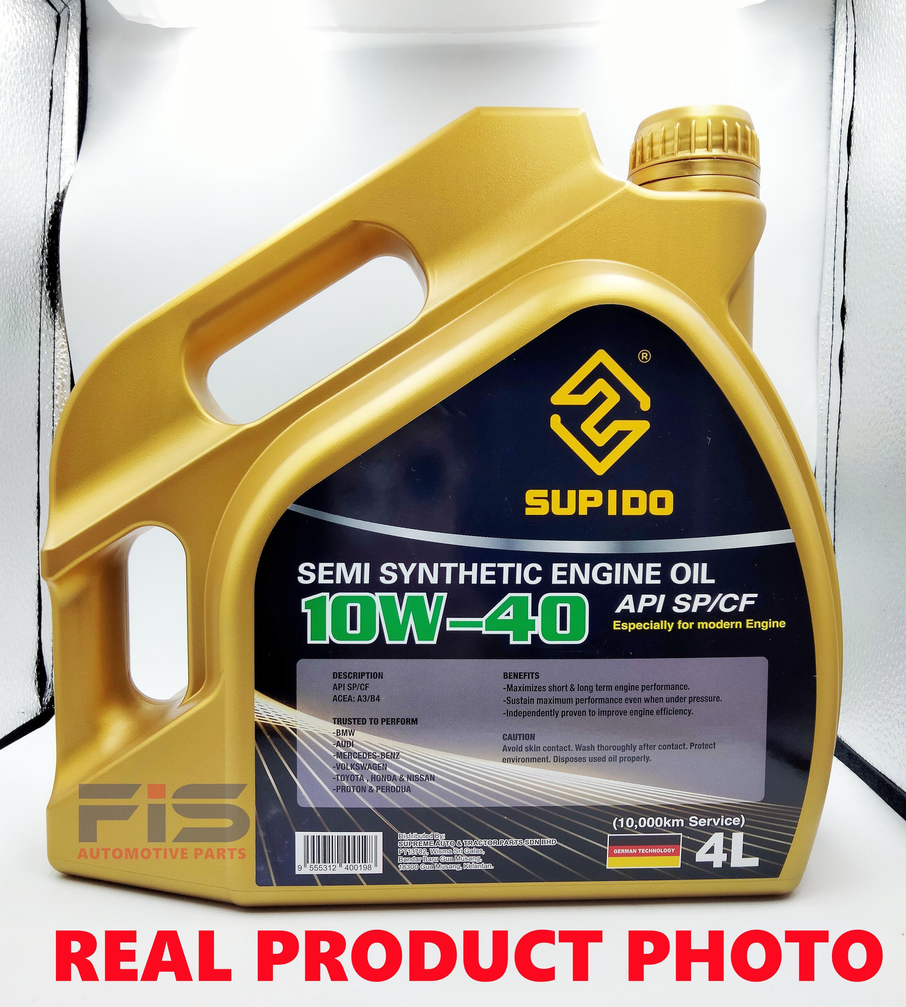 FIS Supido Engine Oil 10W40 SP/CF Synthetic Based 4Liter Minyak Kereta ...