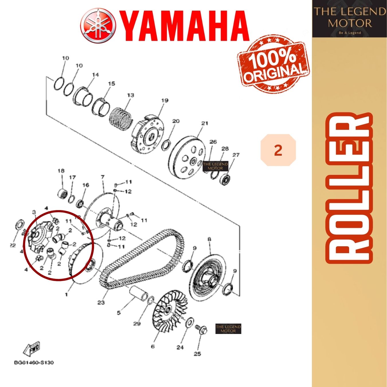 XMAX 250 XMAX250 X-MAX Front CVT Pulley Roller Pully Depan Weight Berat Guli Roler B74-E7632-00 ...