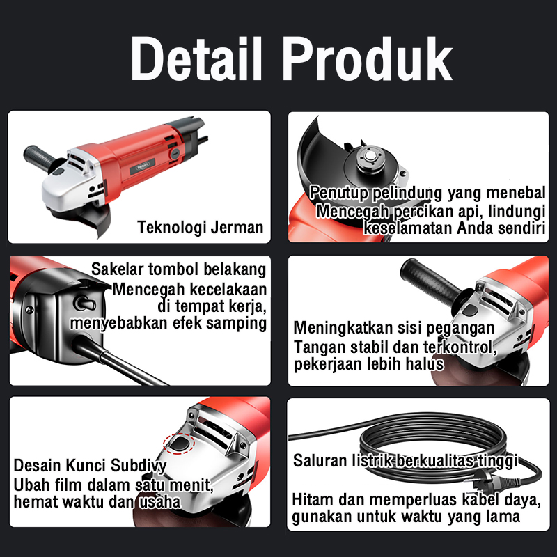 REAIM Angle Grinder Machine Grender Grander Free 7Pcs 1000W Powerful ...