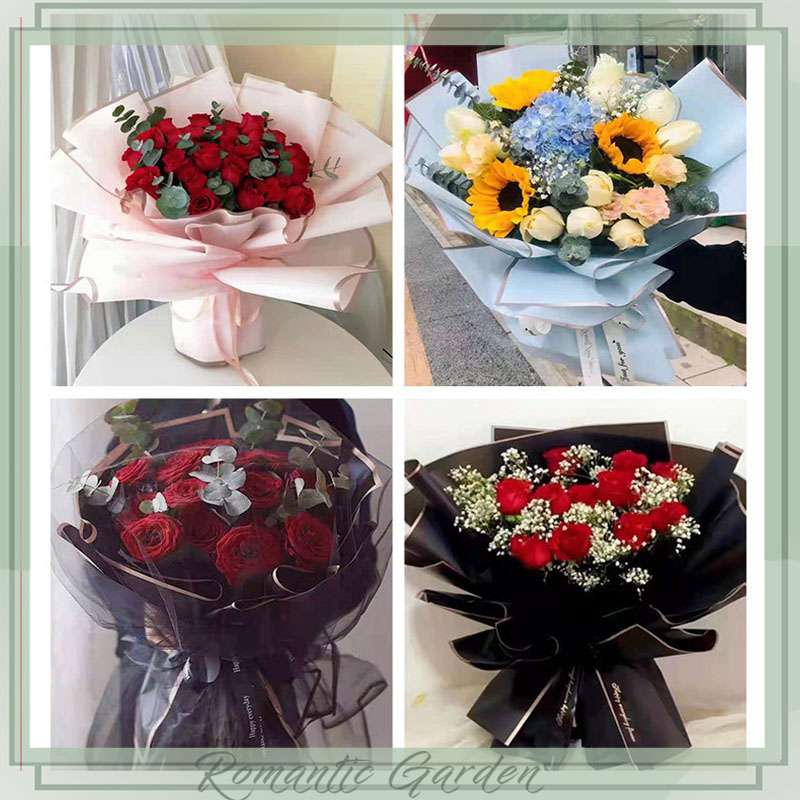 (20PCS) GOLD RIM Waterproof Flower Wrapping Paper Bouquet Gift Florist ...