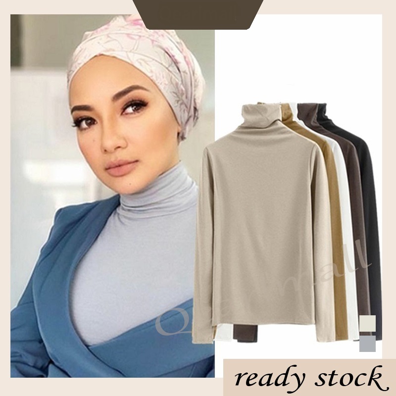 FREEGIFT Baju Inner Turtle Neck Women Muslimah Style White inner High ...