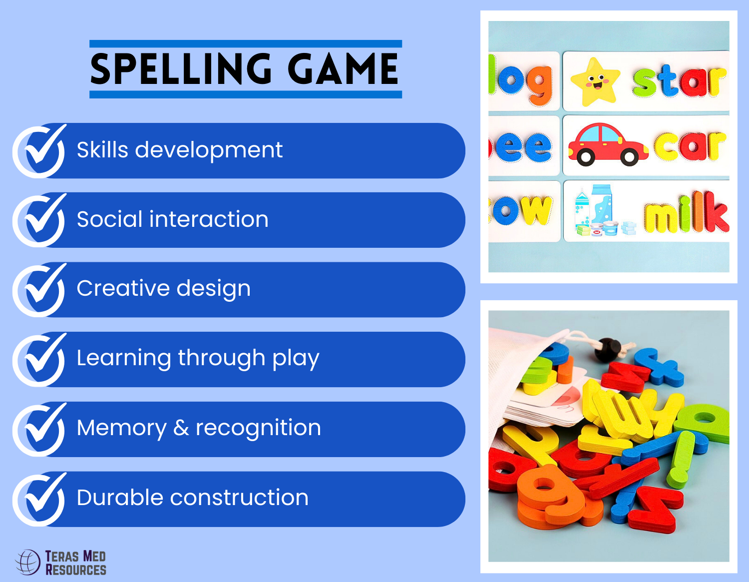 SPELLING GAME COGNITIVE ALPHABET EXERCISE THINKING MONTESSORI ENGLISH ...