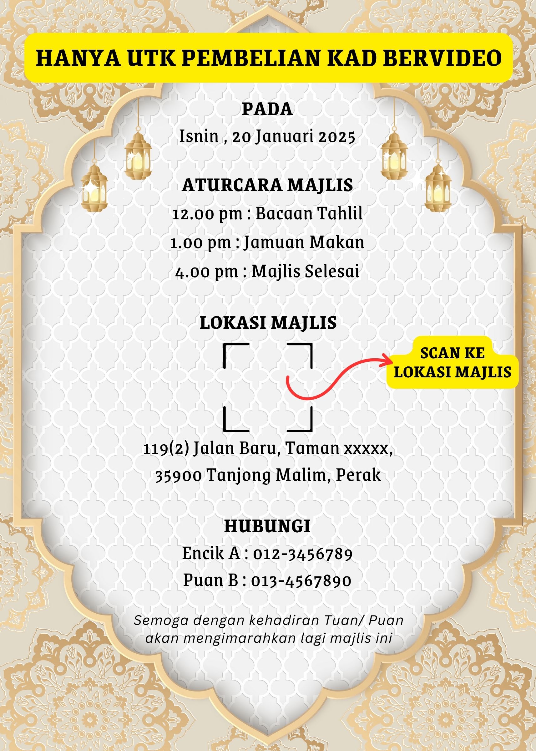 Kad Digital Jemputan Majlis Tahlil | Bacaan Yassin | Aqiqah | Hari Jadi | ECard (SIAP dalam 48 ...
