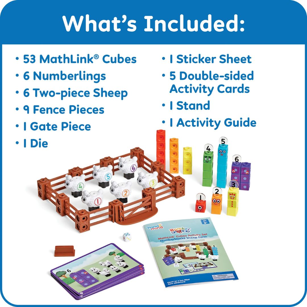 Learning Resources Numberblocks Sheep Farm MathLink Cubes Activity Set by hand2mind- Age 3 ...