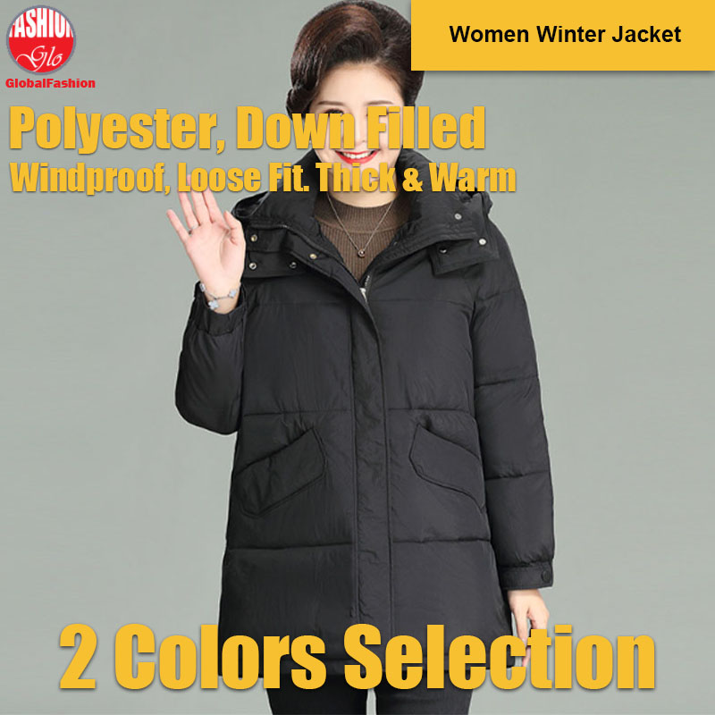 Plus Size Winter Jacket Woman Baju Sejuk Perempuan Tebal Saiz Besar ...