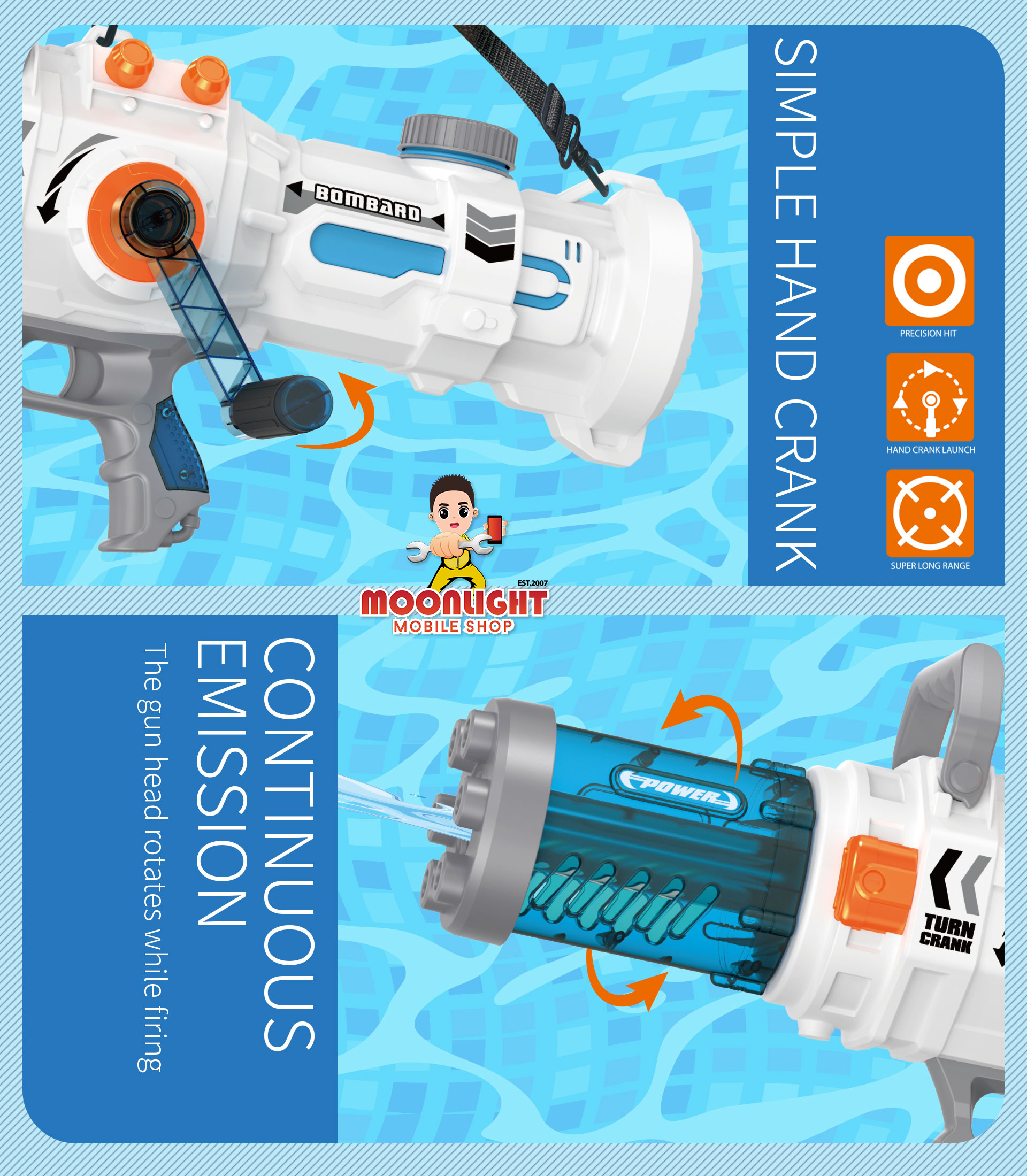 Water Gun XD36 Blaster Hand Crank Burst Guns Swimming Pool Toys Kids ...