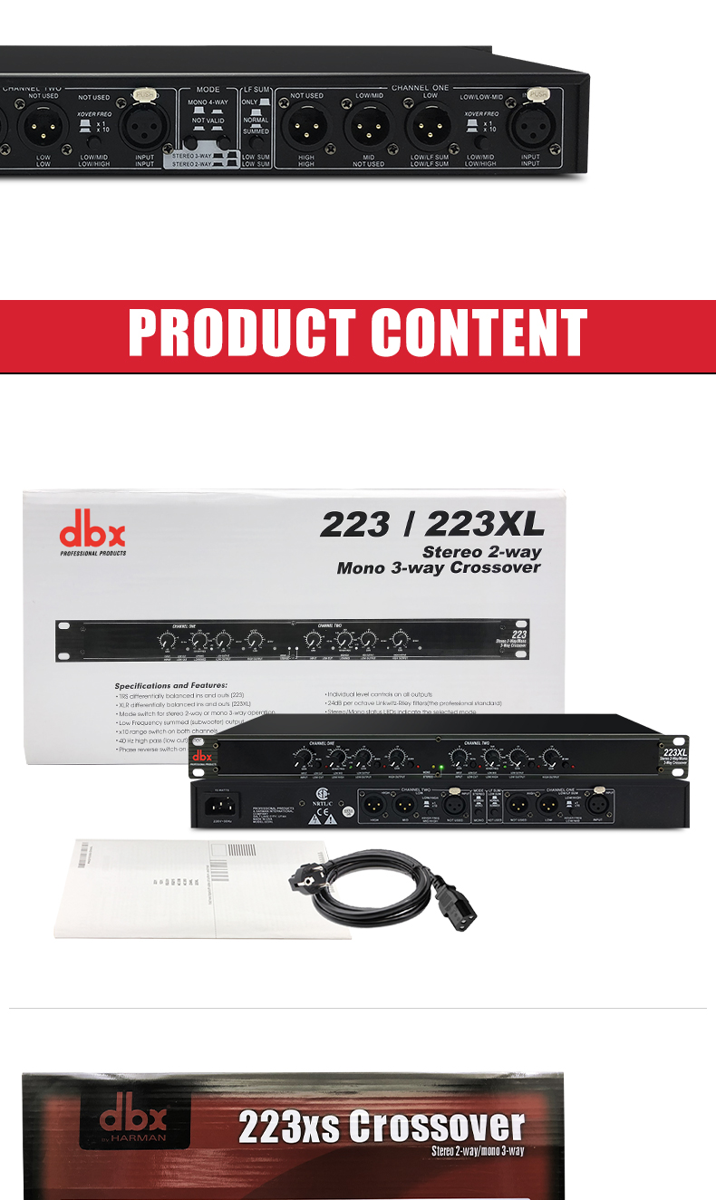 DBX 234XL/234XS/ 223XL /223XS Stereo 2 way/3 way / 4way Crossover (There is a choice of black ...