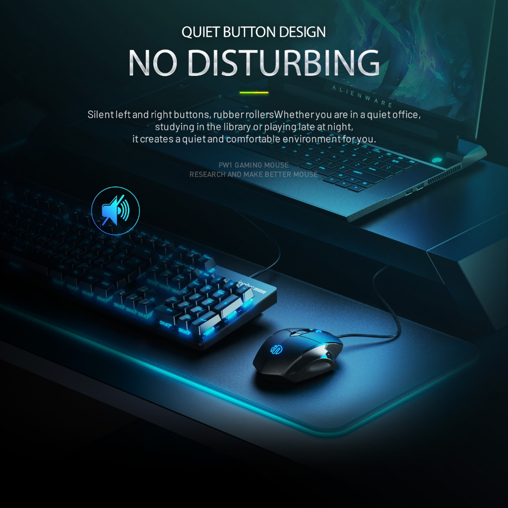 Inphic W1 Wired Mouse Gaming 7200DPI USB Optical 6 Silent Programmable ...