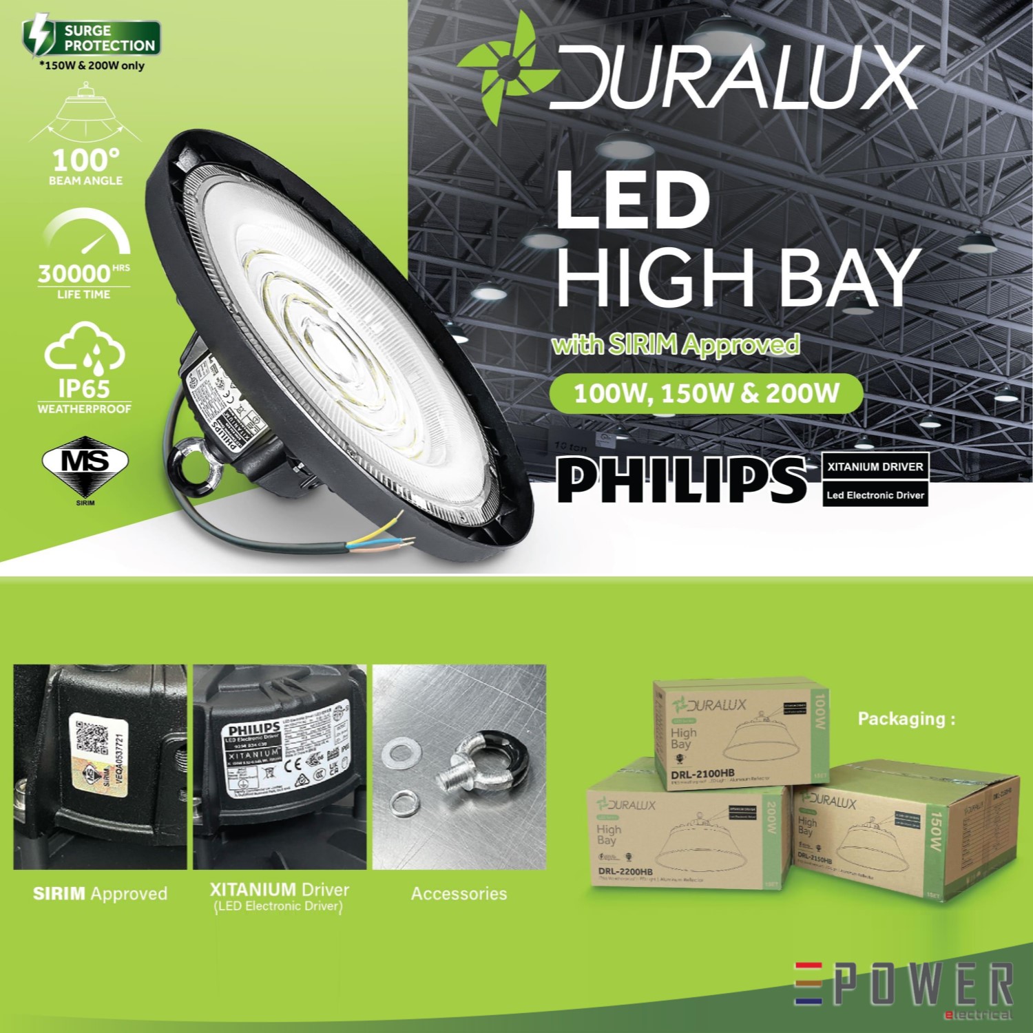 LATEST DURALUX SIRIM 200W UFO LED HIGHBAY WITH REFLECTOR & SURGE ...