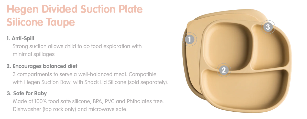 Hegen Divided Suction Plate Silicone Taupe | Shopee Malaysia