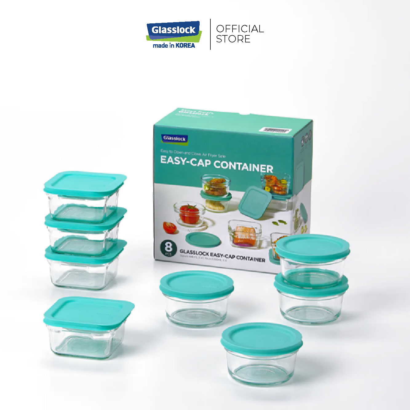 (Oven Safe)Glasslock Food Container Smart Easy-Open Lid Square & Round ...
