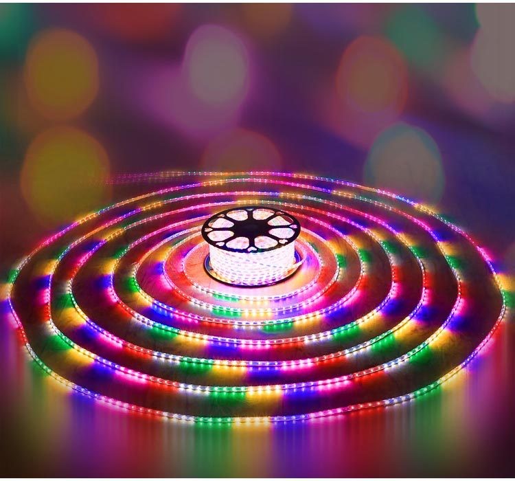 220V LED Strip Light w/ EU Plug Running Colour RGB Waterproof 220V 96 ...