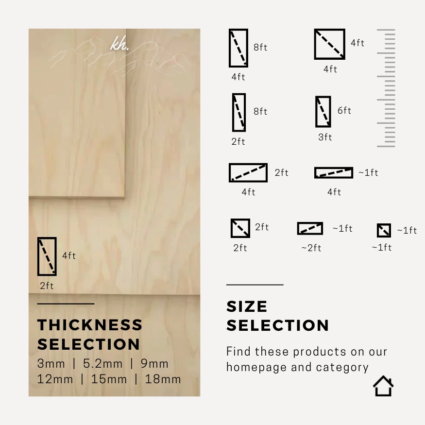 5.2mm Plywood (2ft x 4ft) DIY board sheet | timber panel wood | plywood ...