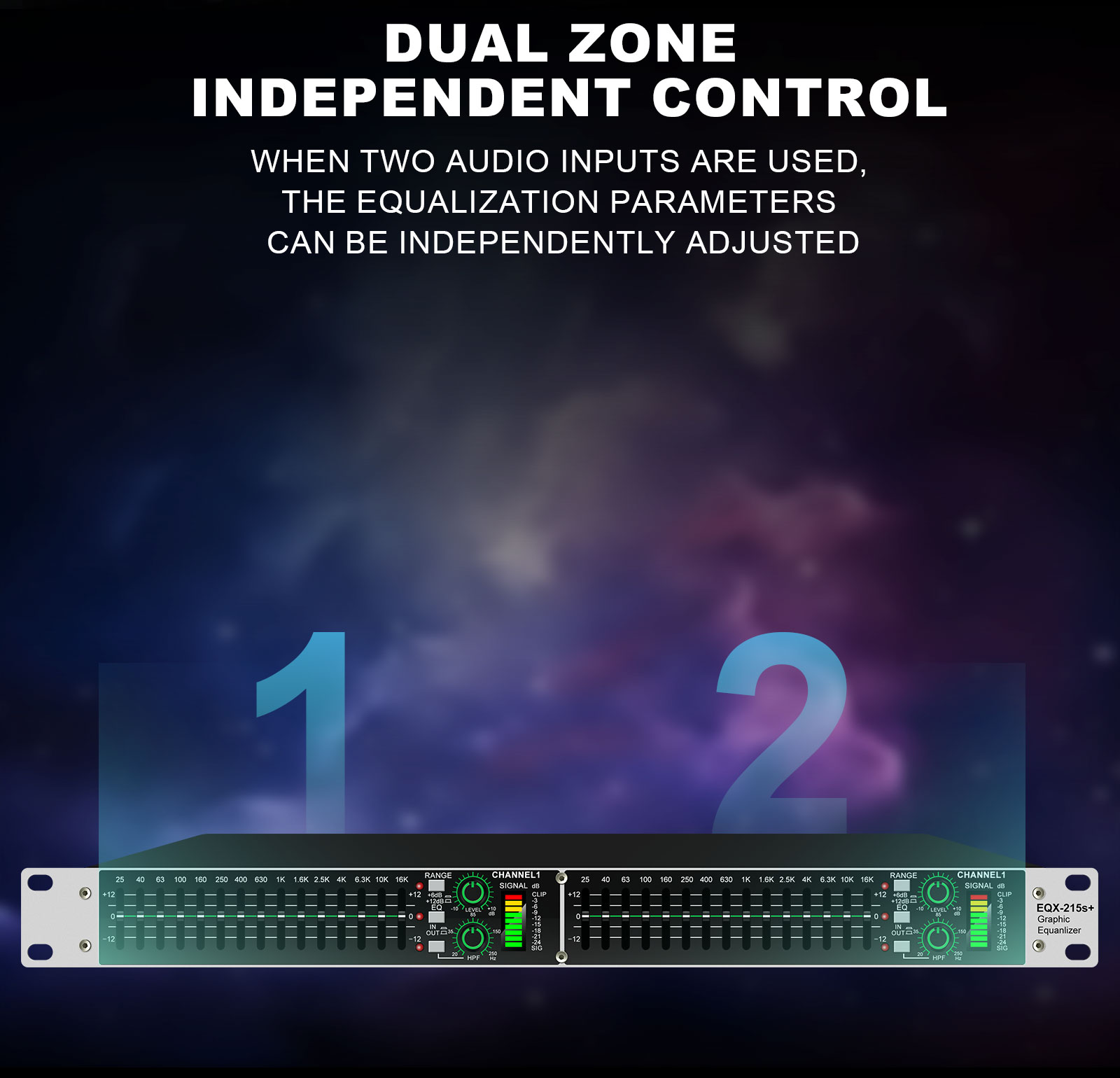 Professional equalizer EQX215 dual 15-segment stage performance noise ...
