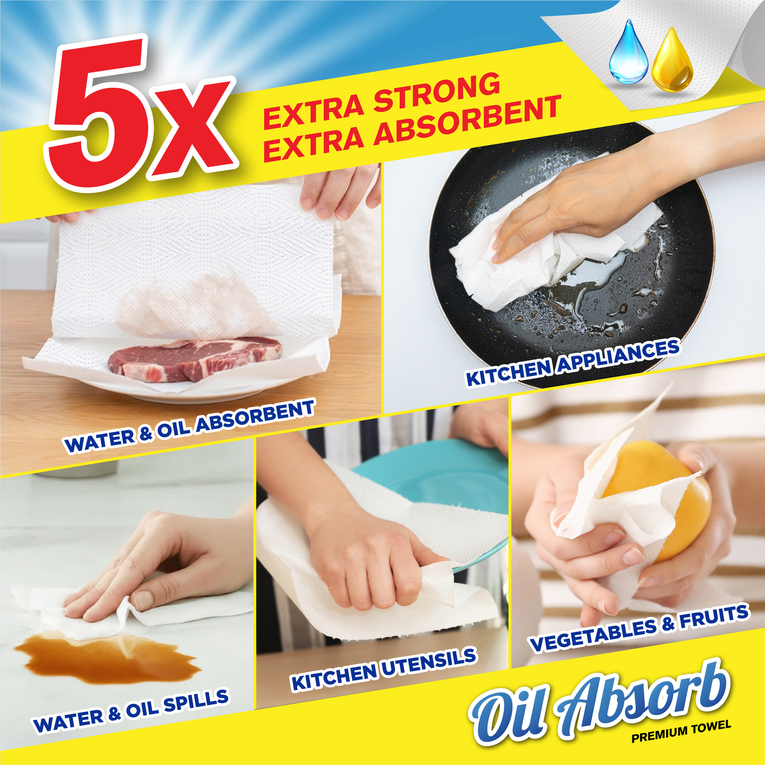 AMDPRO+ Oil Absorb Kitchen Tissue Towel (Soft Box) 3pcs x 80 Sheet ...