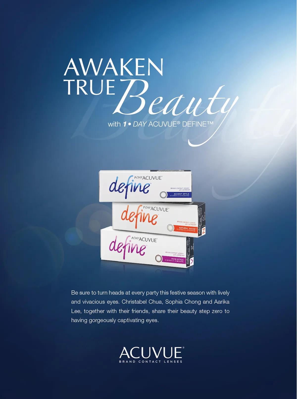 evo 1-DAY ACUVUE define Daily Color Contact Lenses 30 pcs (-4.25 to -9. ...