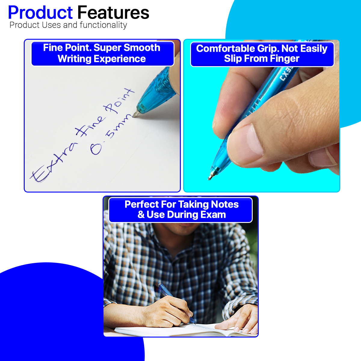 Faster Pen CX37 0.7 CX35 0.5 Semi Gel Ball Pen Black Pen Blue Red -(1s ...