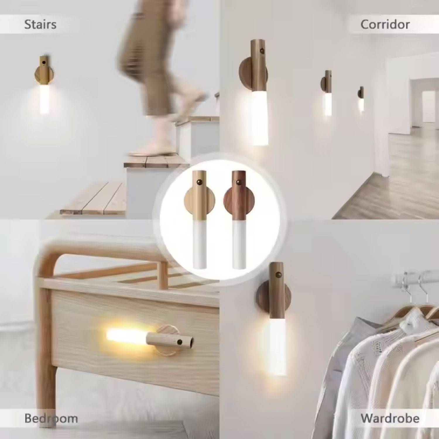 Smart LED Motion Sensor Night Light Rechargeable Magnetic Wood Light ...