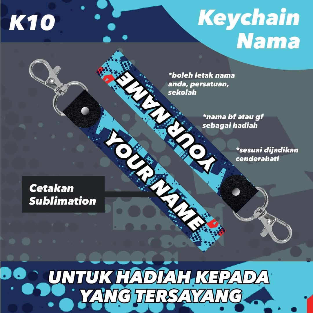 Keychain Custom Customised Gift Key Chain Nama Polyester Sublimation ...